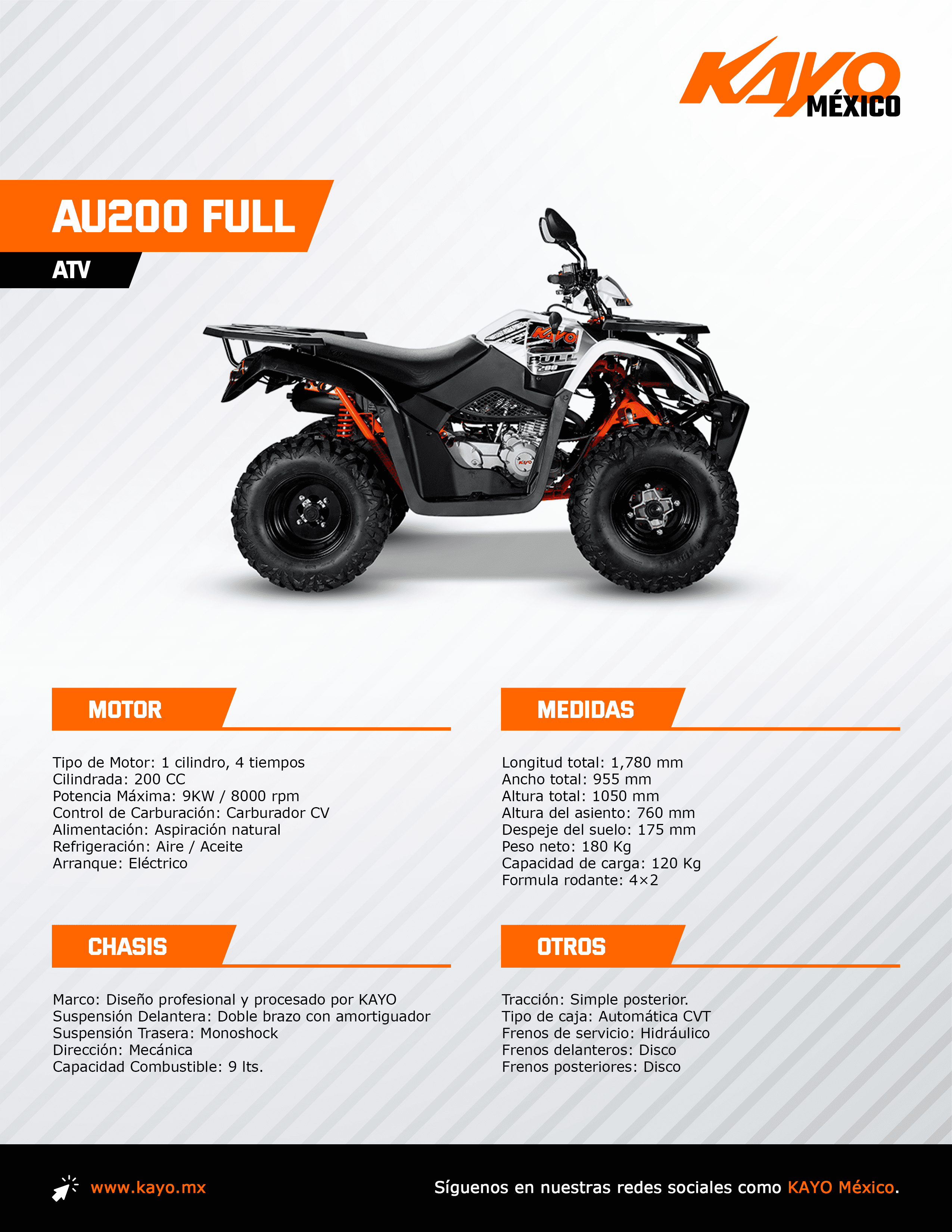 CUATRIMOTO KAYO AU200 | Kayo.mx